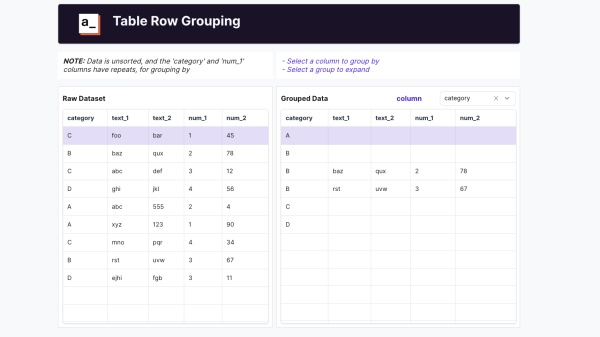 Building a Table with Row Grouping, Using Variable Mutations | Appsmith Community Portal